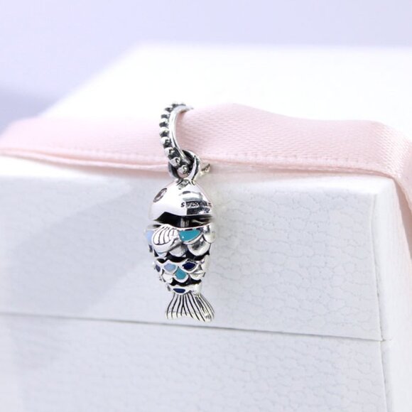 Pandora | Jewelry | Pandora Blue Scaled Fish Dangle Charm | Poshmark
